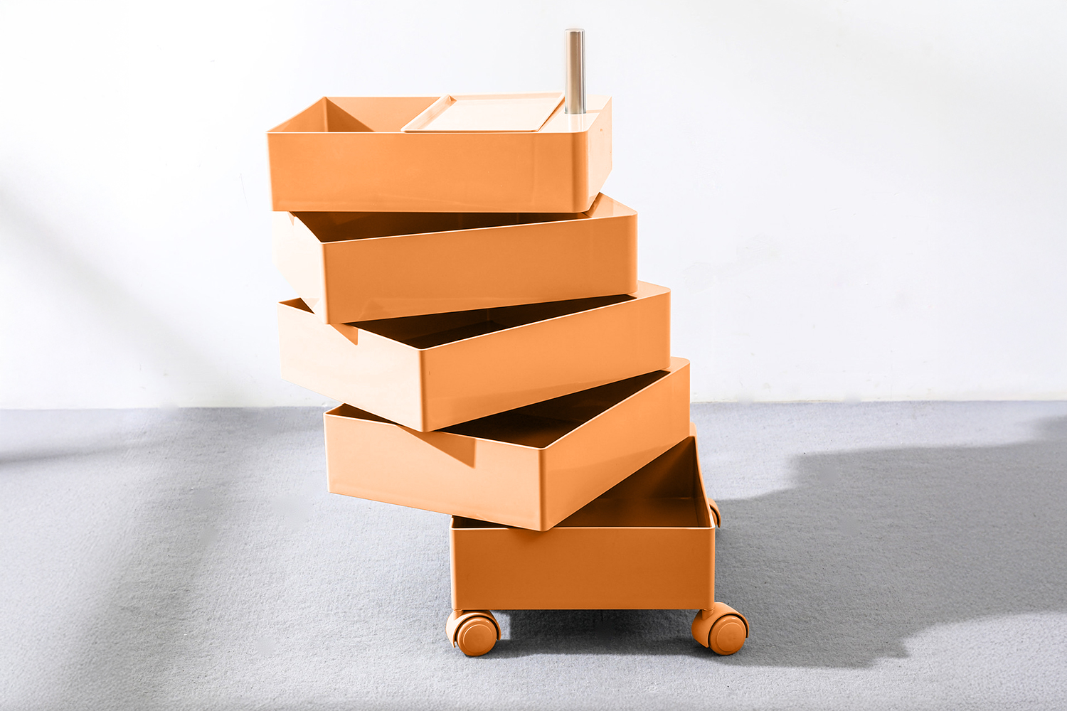 GAVIN Rotating 5 Tier Utility Drawer Wheel Trolley (Orange)