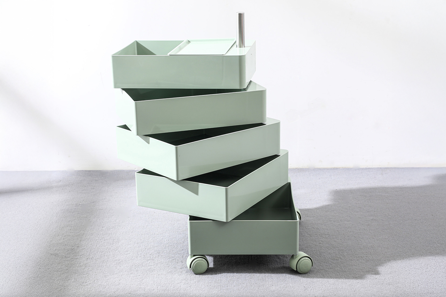 GAVIN Rotating 5 Tier Utility Drawer Wheel Trolley (Green)