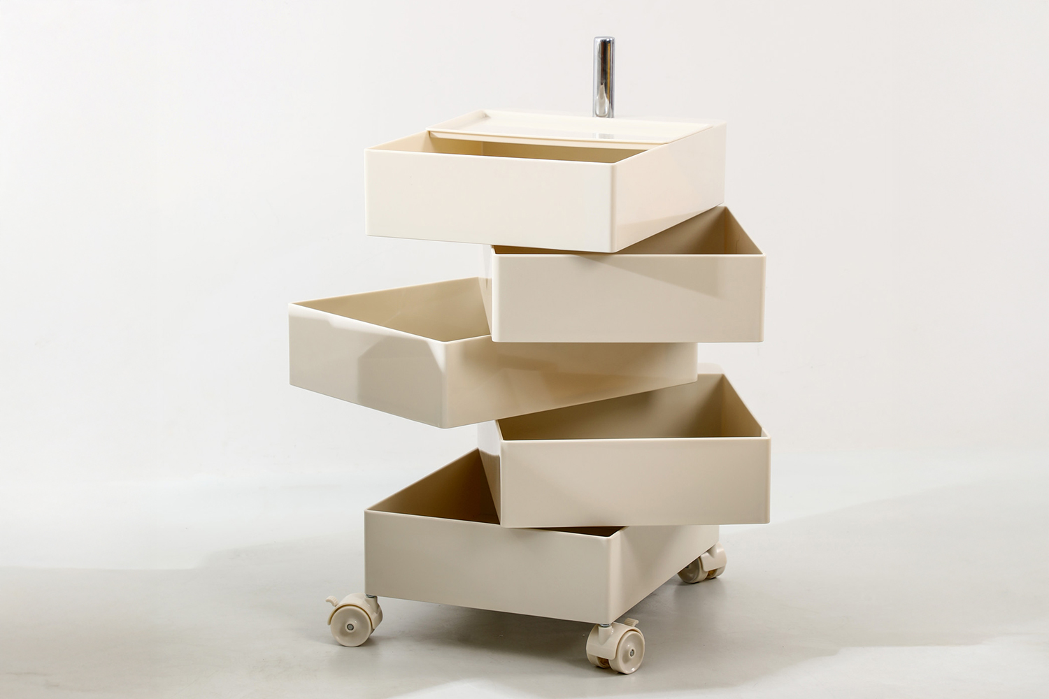 GAVIN Rotating 5 Tier Utility Drawer Wheel Trolley (Cream)