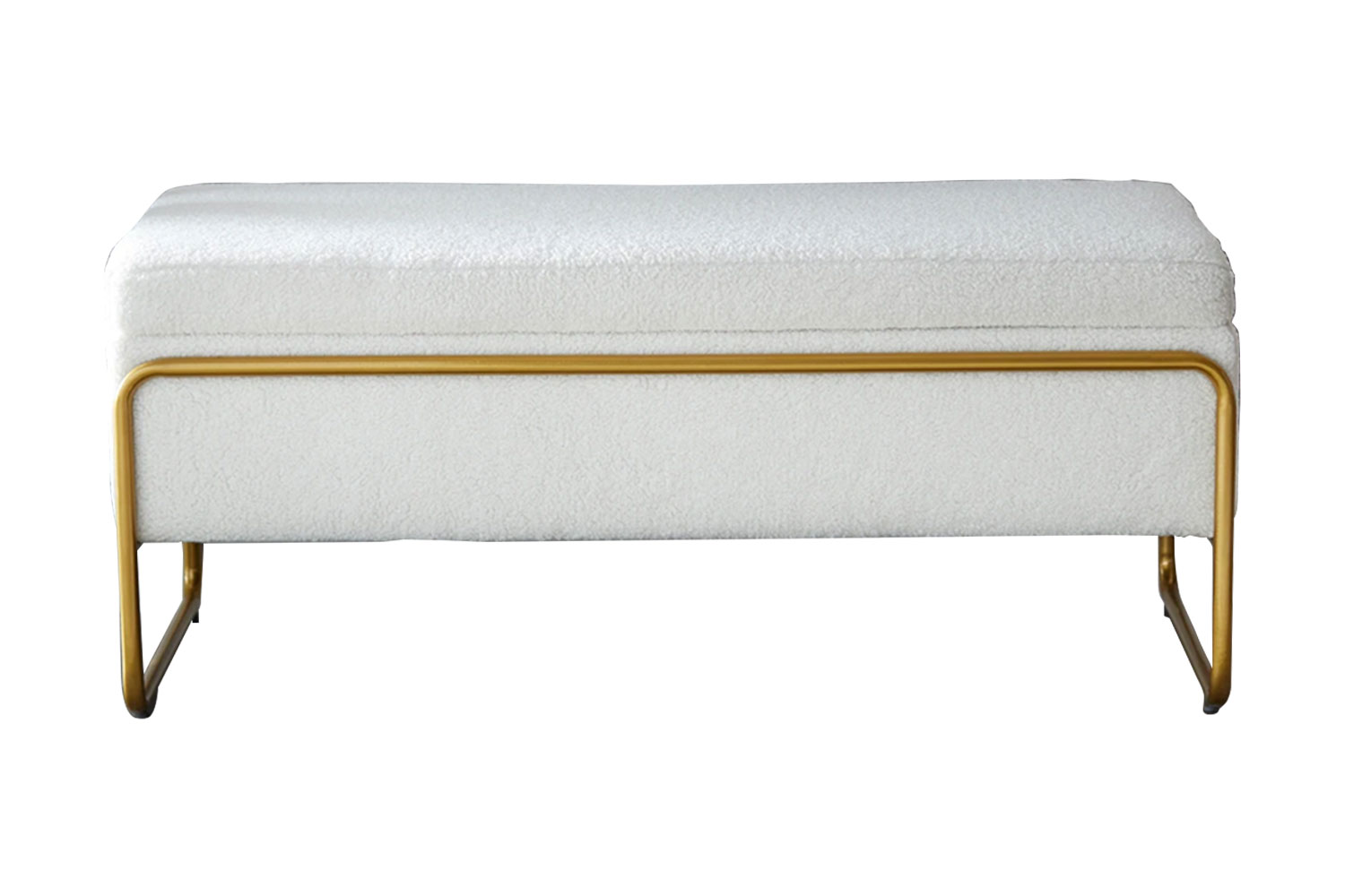 SEIDON Rectangular Storage Fabric Ottoman (White)