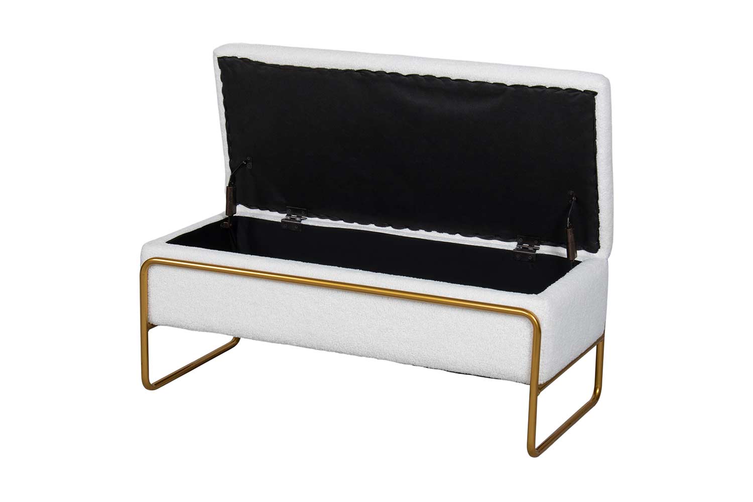 SEIDON Rectangular Storage Fabric Ottoman (White)