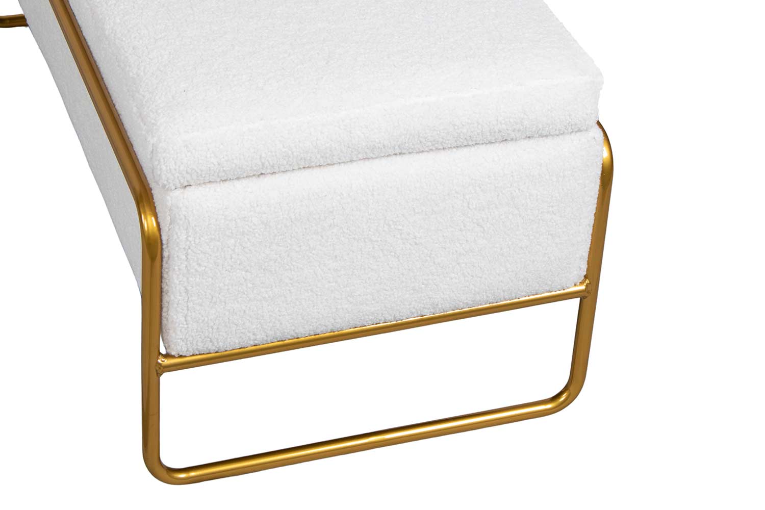 SEIDON Rectangular Storage Fabric Ottoman (White)