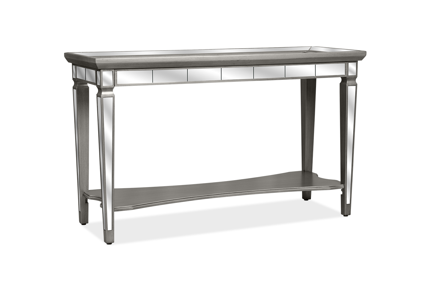 PALLIE Tempered Glass Top Segmented Mirror Console Table