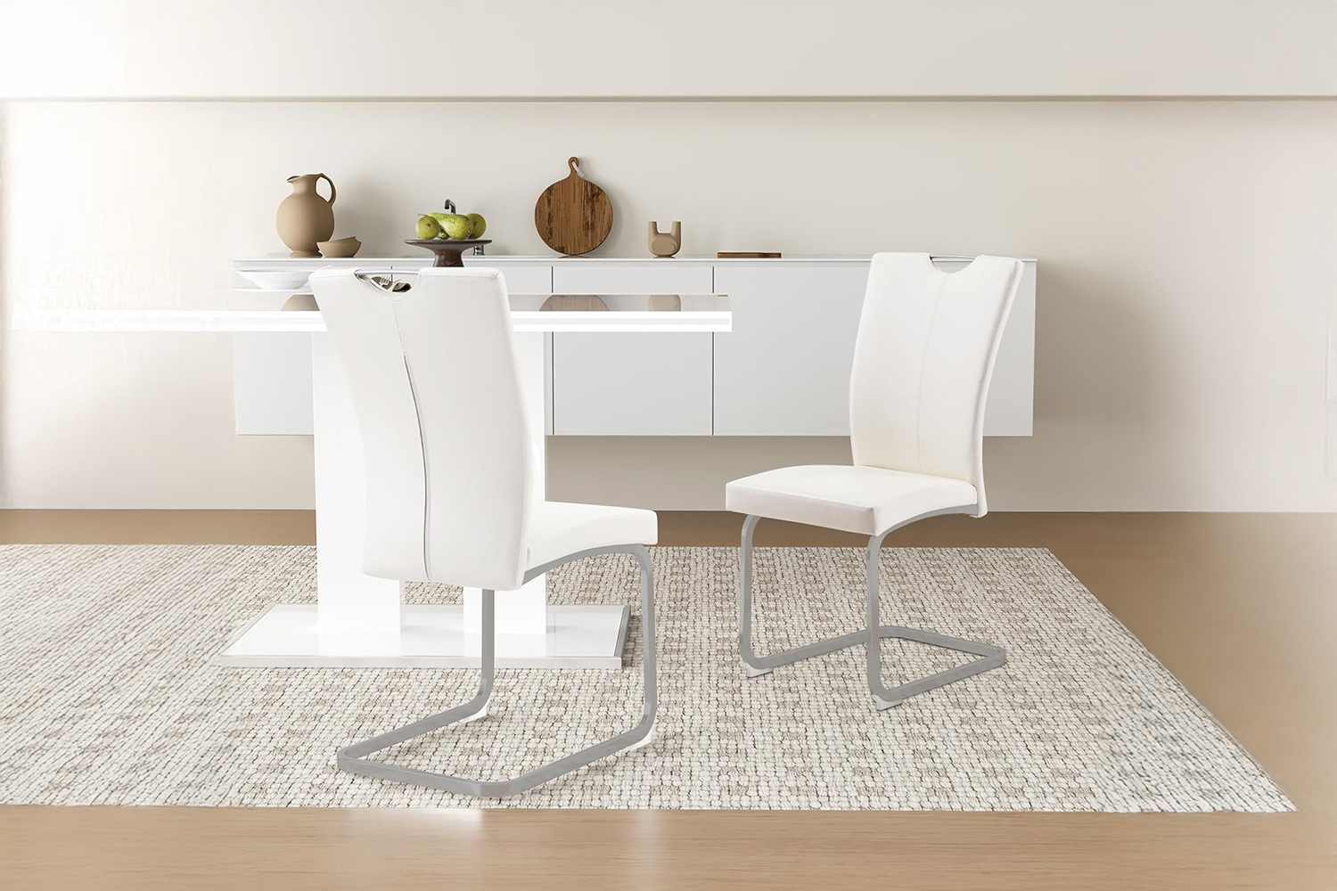 EDAN High Back Dining Chair with Powder Coating Base (Pearl White) - Each