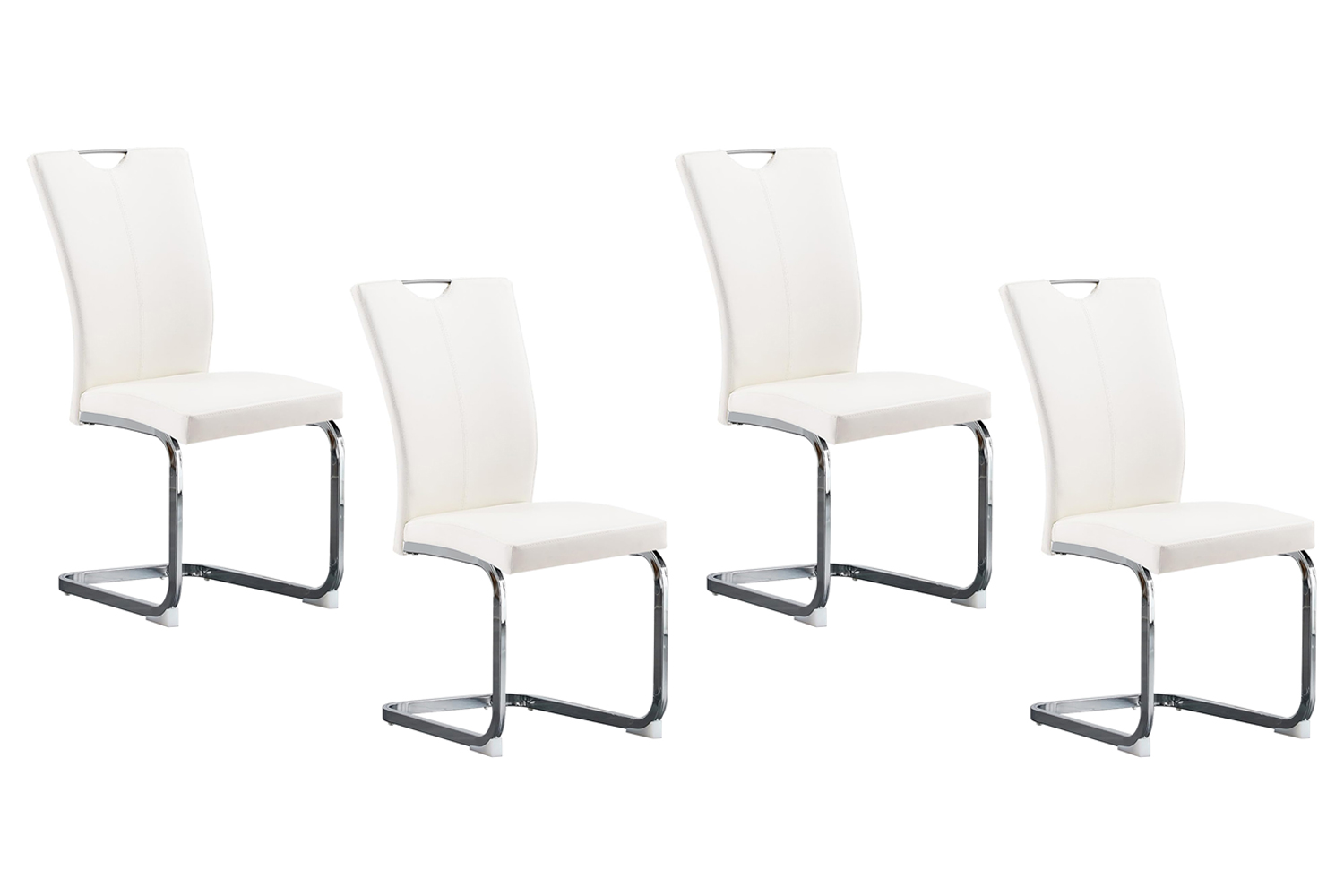 EDAN High Back Dining Chair with Chromed Base (Pearl White)