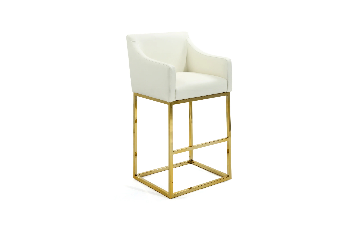 HESPER 74 Bar Height Bar Stool with Arms & Golden Finish Base (White)