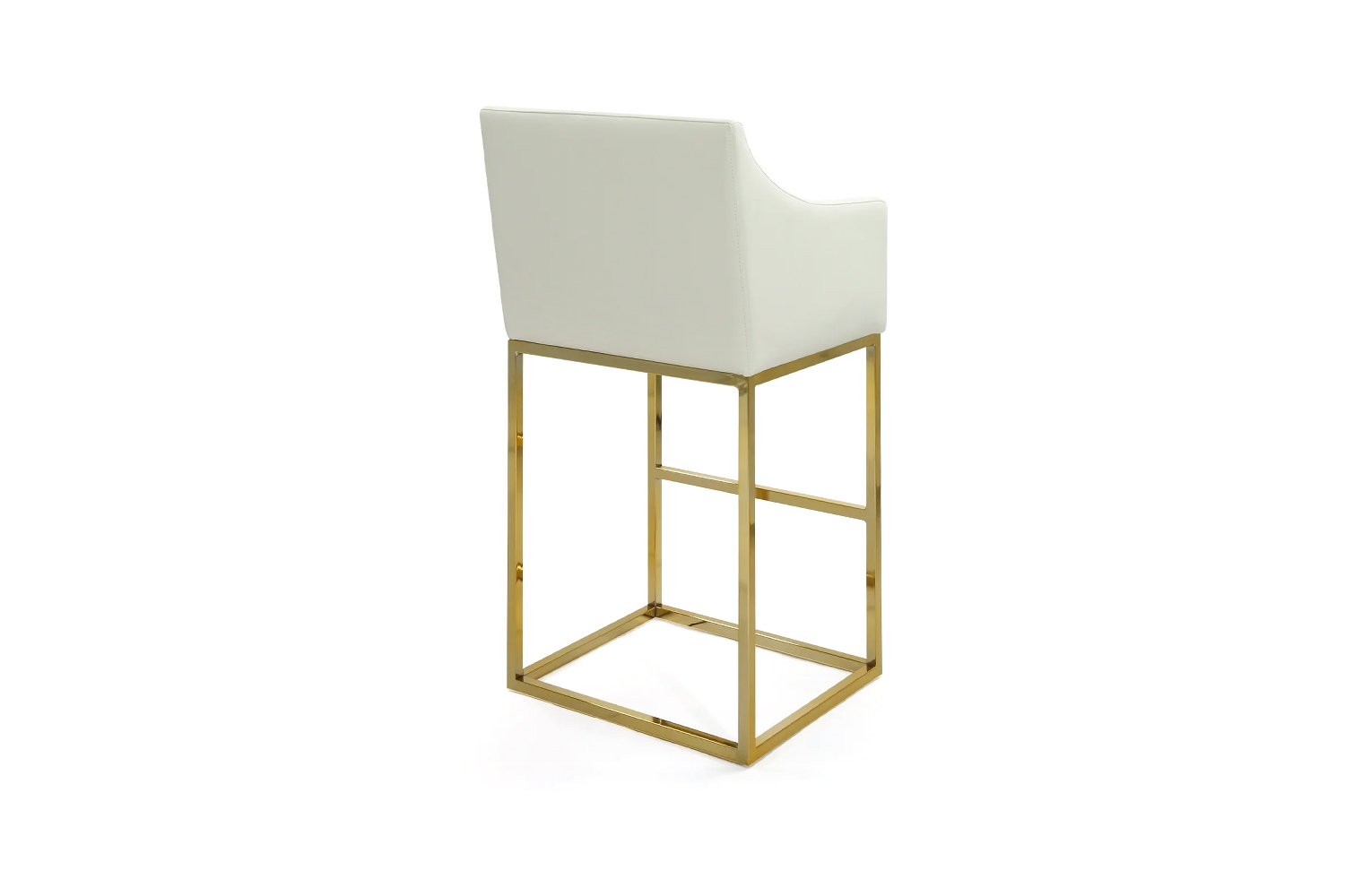 HESPER 74 Bar Height Bar Stool with Arms & Golden Finish Base (White)