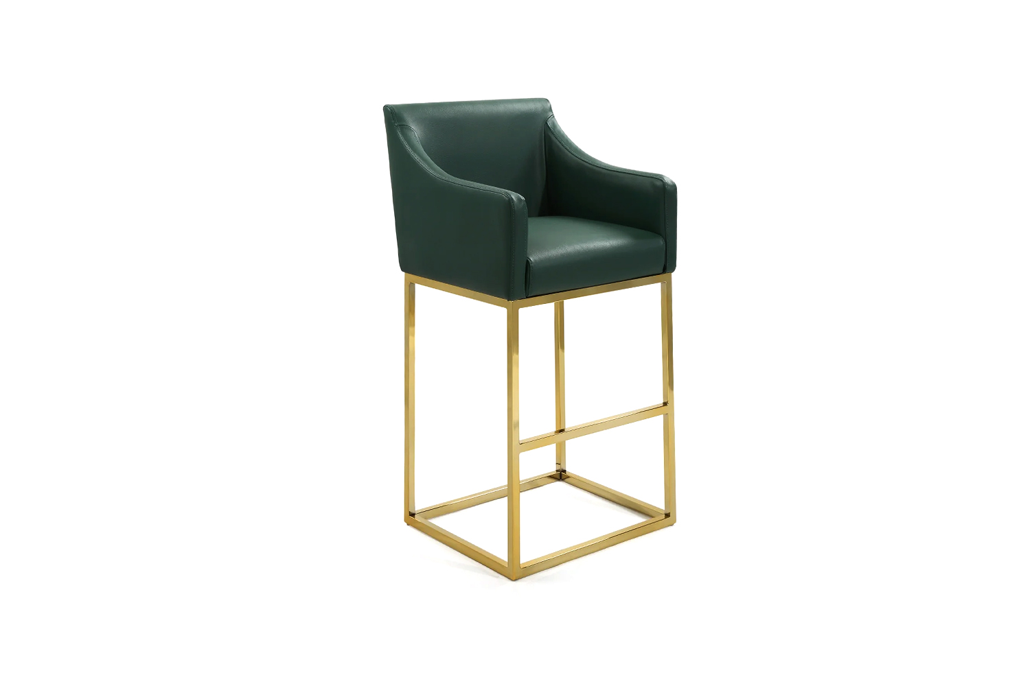 HESPER 74 Bar Height Bar Stool with Arms & Golden Finish Base (Green)