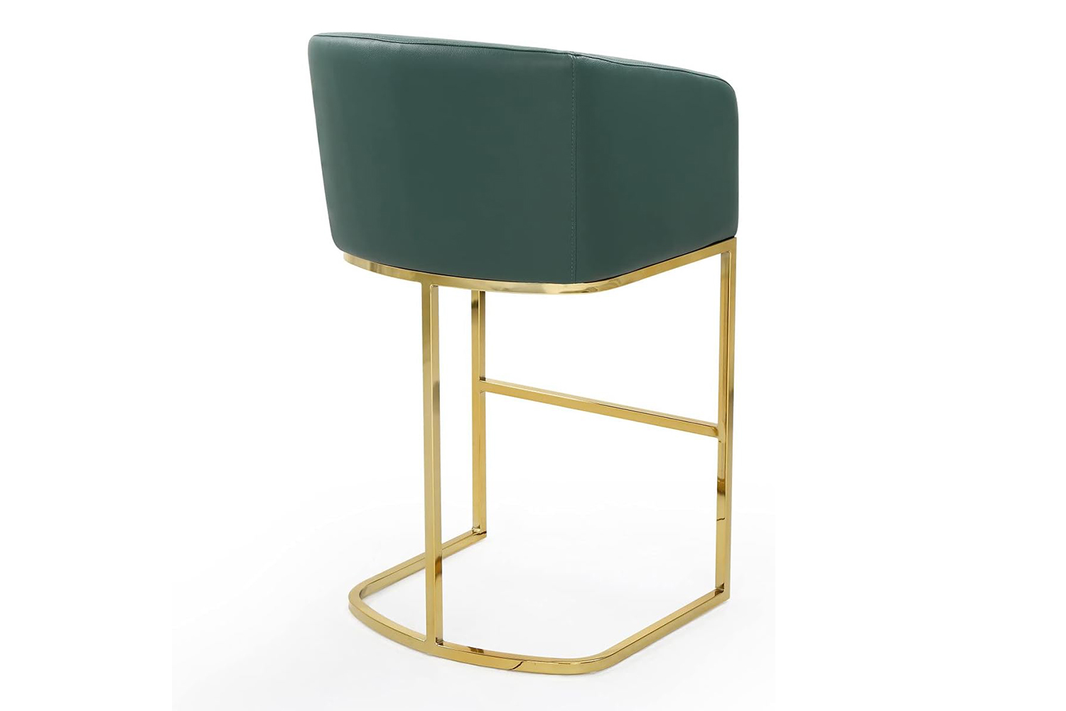 TRYTON 74 Bar Height Bar Stool with Arms & Golden Finish Base (Green)