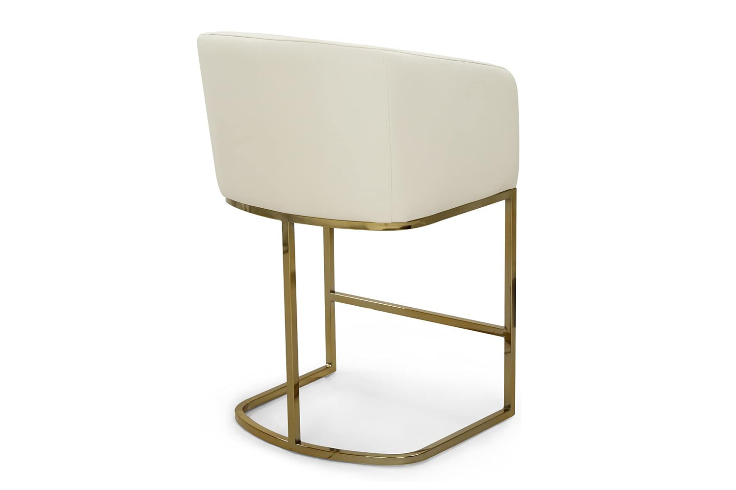 TRYTON 65 Counter Height Bar Stool with Arms & Golden Finish Base (White)