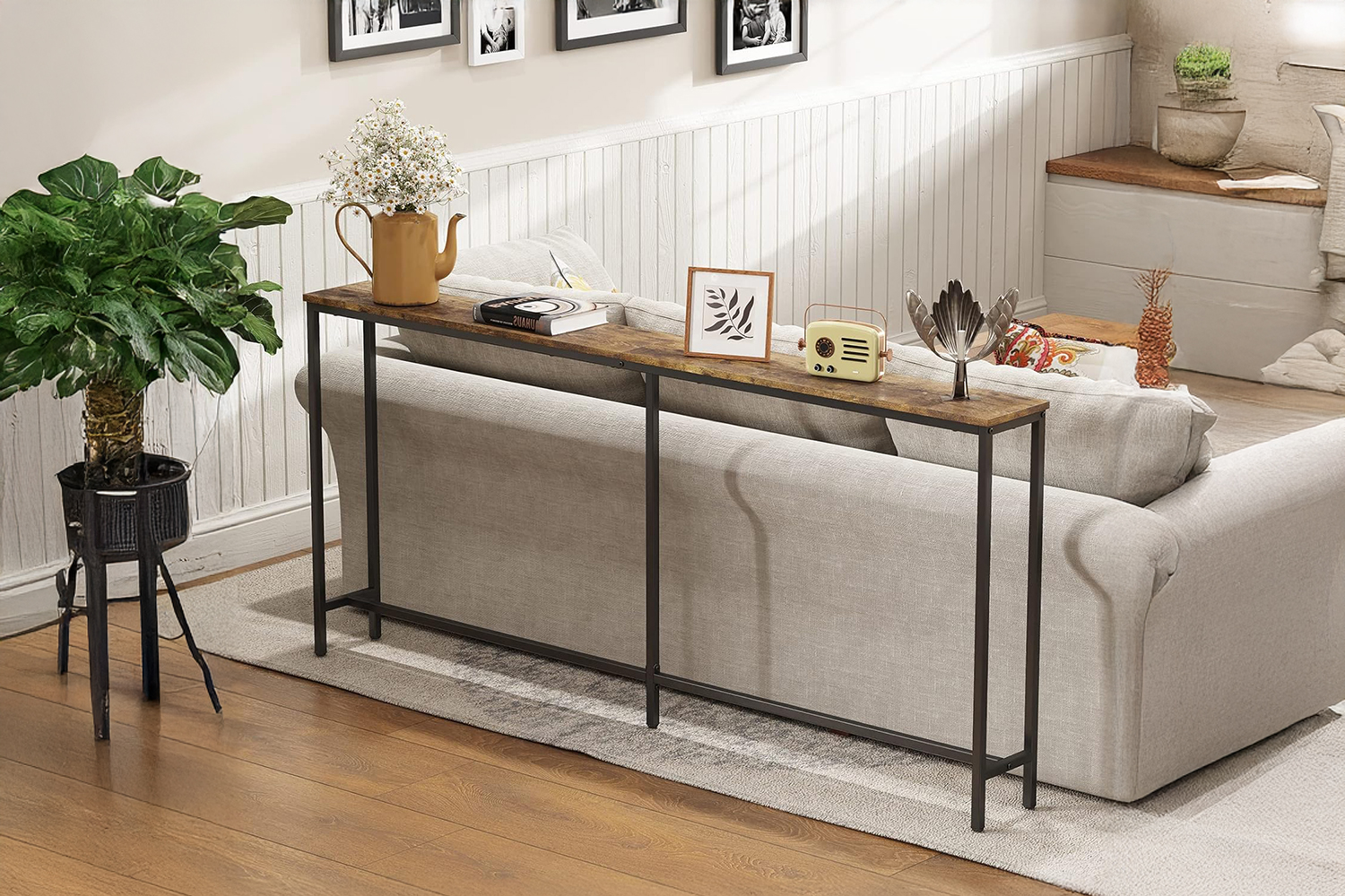 HOOBRO 180 Long Narrow Console Table (Walnut)