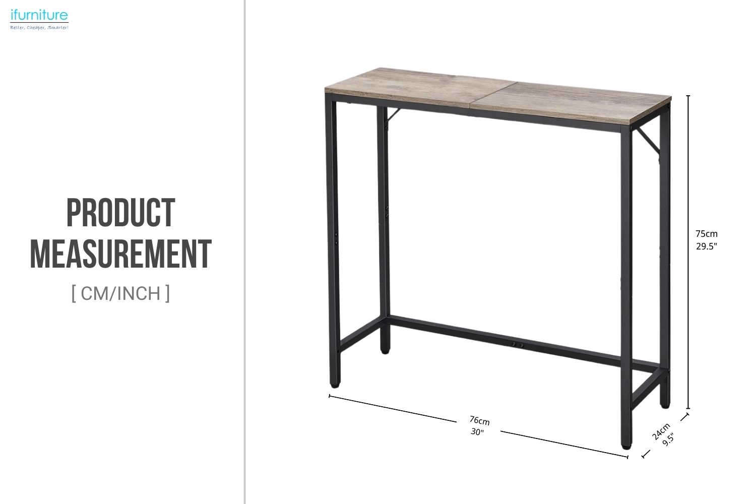 MYRON 76 Slim Console Table (Greige)