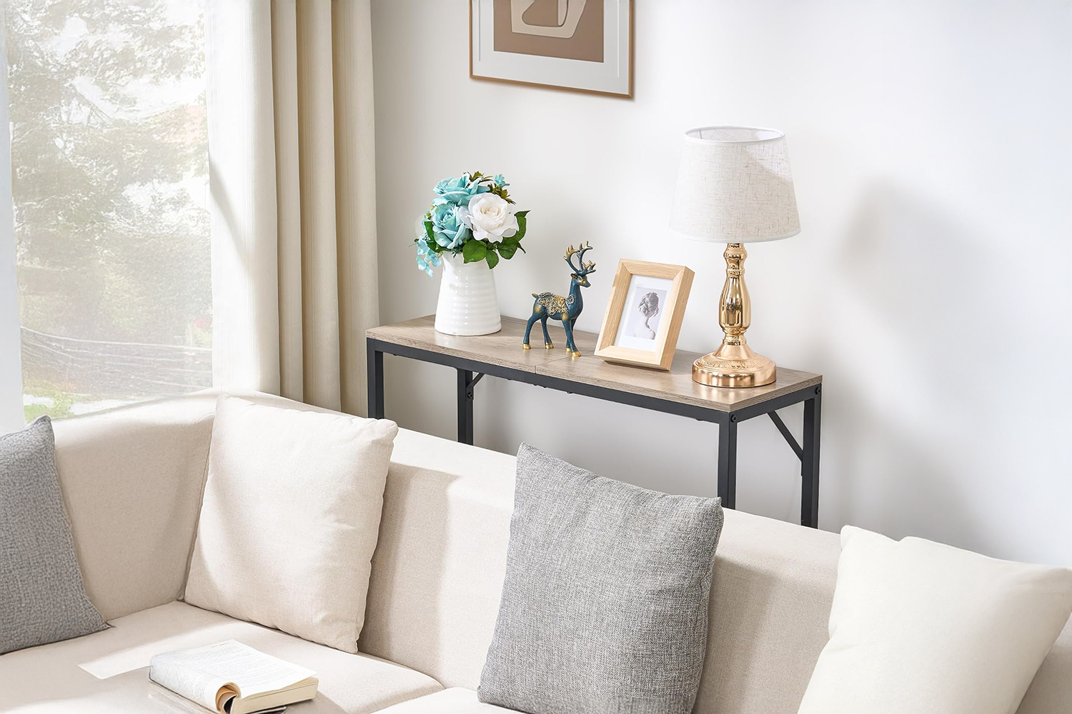 MYRON 76 Slim Console Table (Greige)