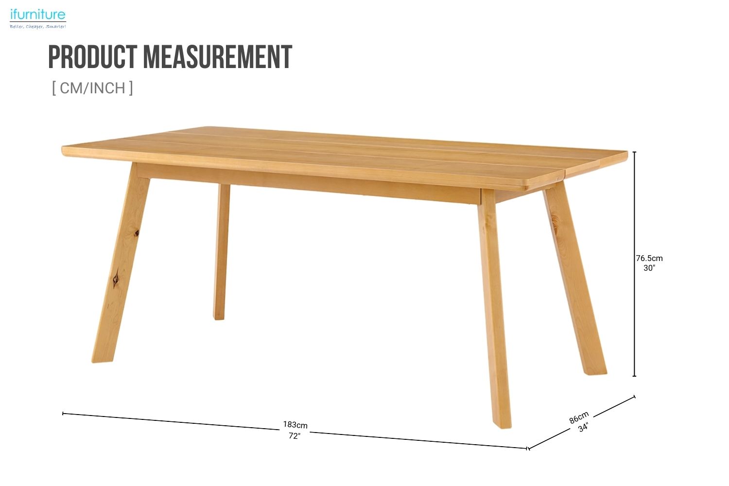 Miko 183 Solid Cedar Wood Dining Table