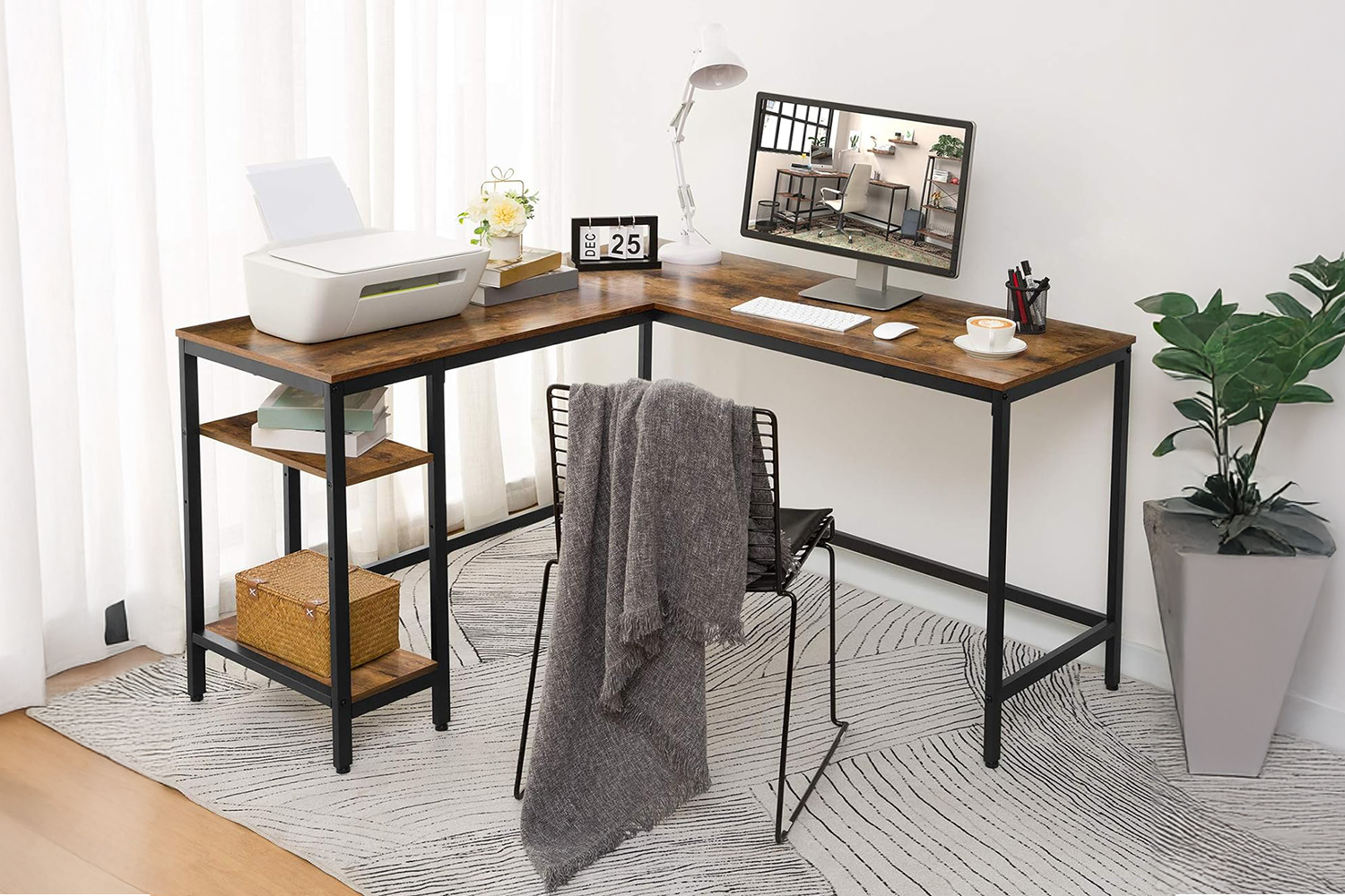 YONATAN 135 L-Shaped Corner Computer Desk