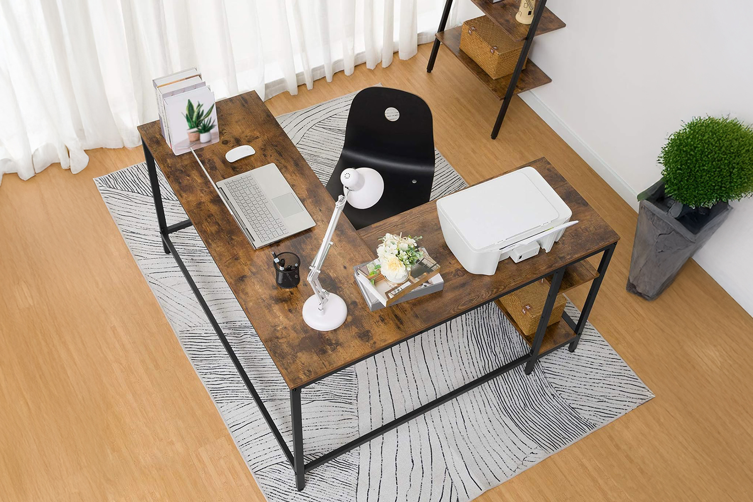 YONATAN 135 L-Shaped Corner Computer Desk