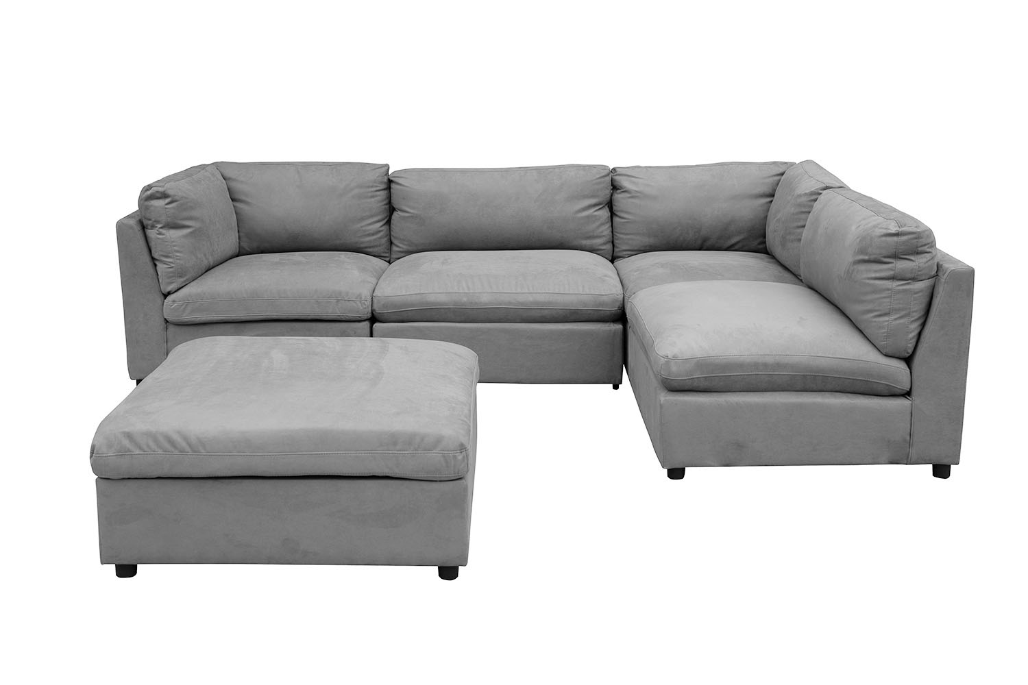 ASPECT Nappa Fabric Memory Foam Sectional Modular Sofa (Grey)- 5PC Big ...