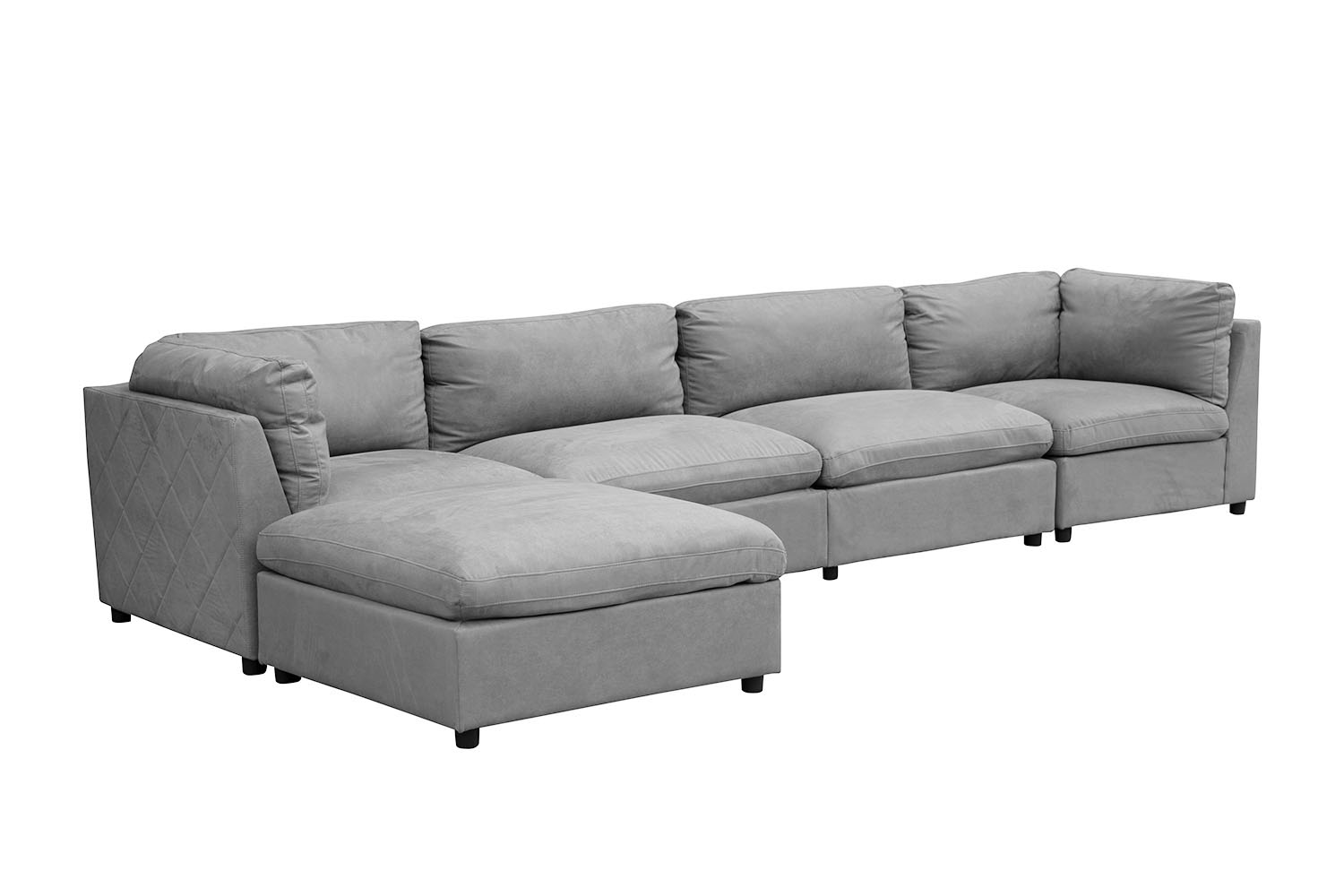 ASPECT Nappa Fabric Memory Foam Sectional Modular Sofa (Grey)- 5PC Big ...