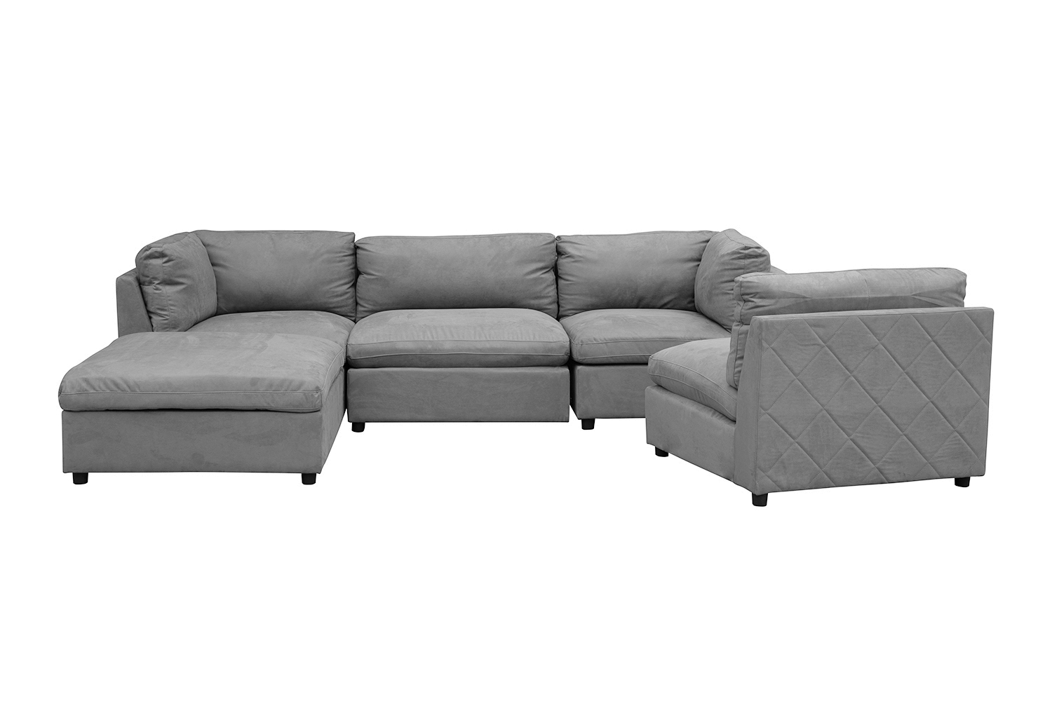 ASPECT Nappa Fabric Memory Foam Sectional Modular Sofa (Grey)- 5PC Big ...