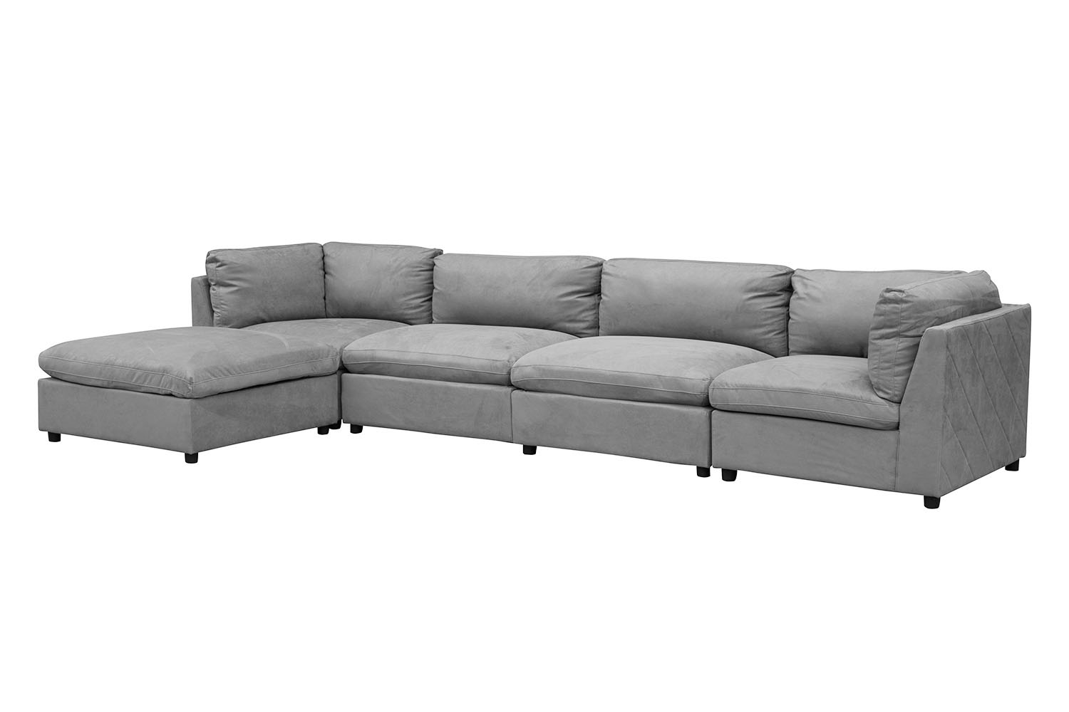 ASPECT Nappa Fabric Memory Foam Sectional Modular Sofa (Grey)- 5PC Big ...