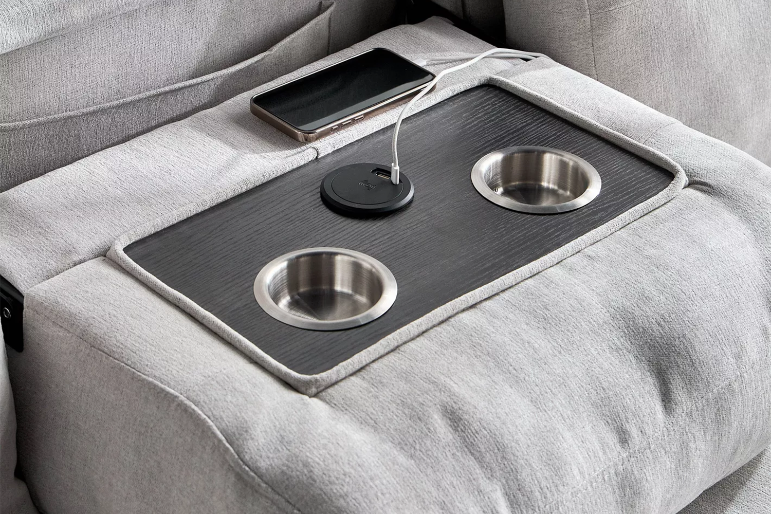 SANCO Sectional Sofa/Sofa Bed with Drop-Down Console & Charging Port ...