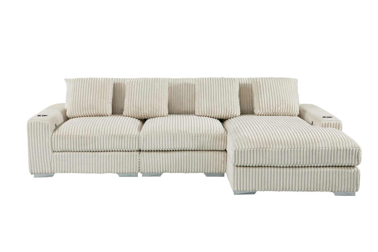 WINSTON Premium Corduroy Modular Sectional Sofa with Cup Holders & USB ...