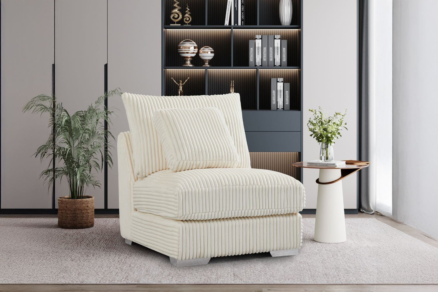 WINSTON Premium Corduroy Modular Sectional Sofa with Cup Holders & USB ...