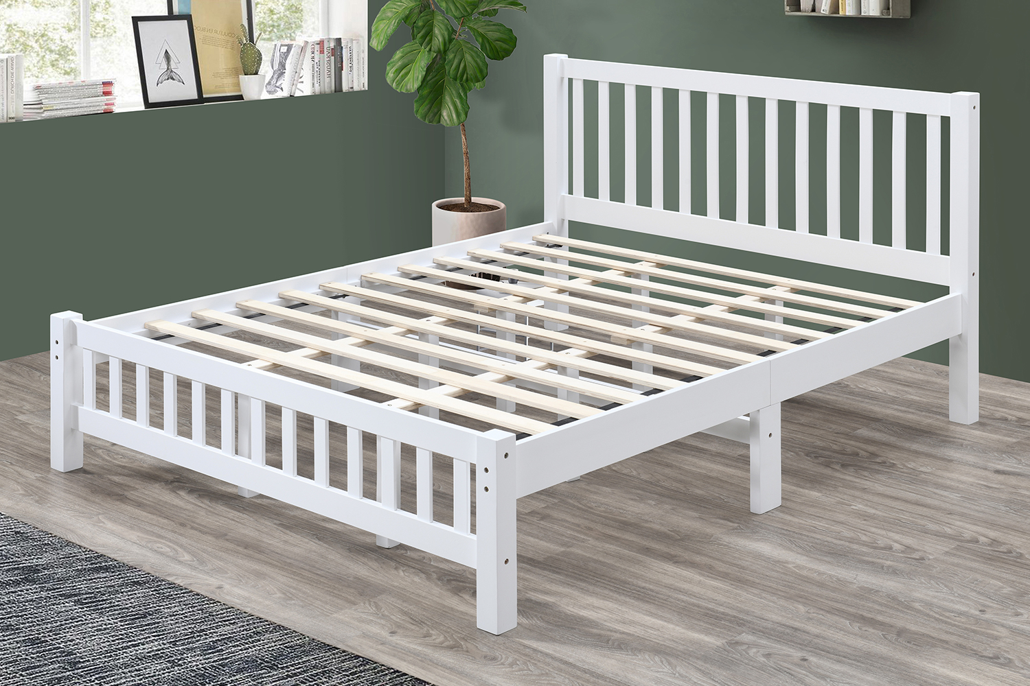 FORESTER Solid Wood Bed Frame (White) - Double Size