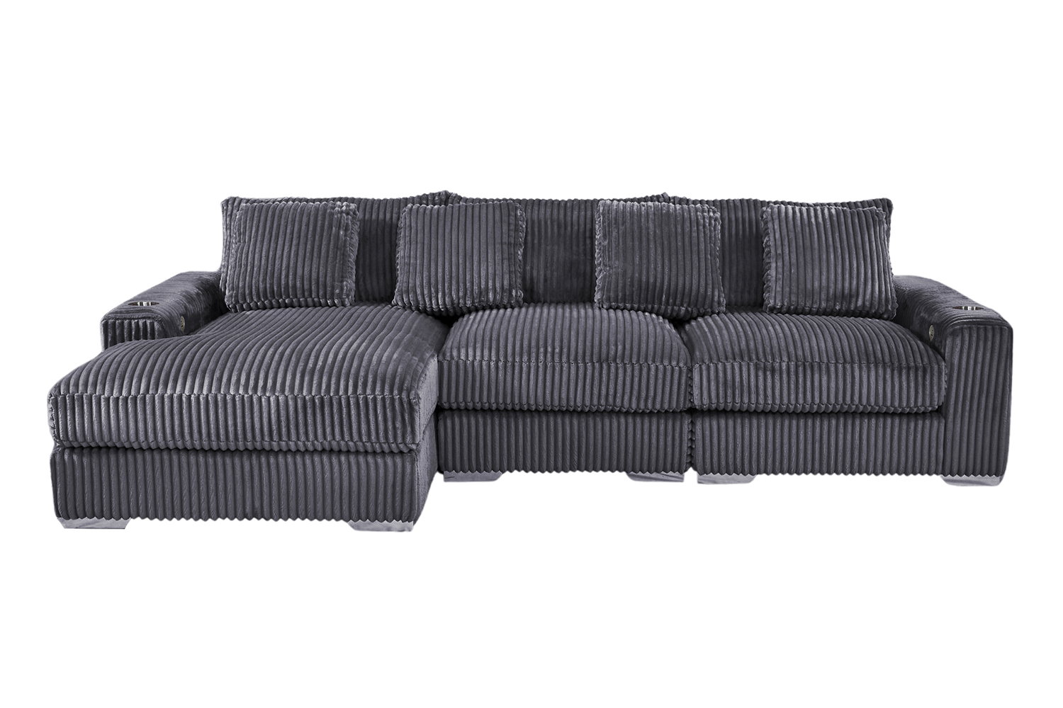 WINSTON Premium Corduroy Modular Sectional Sofa with Cup Holders & USB ...