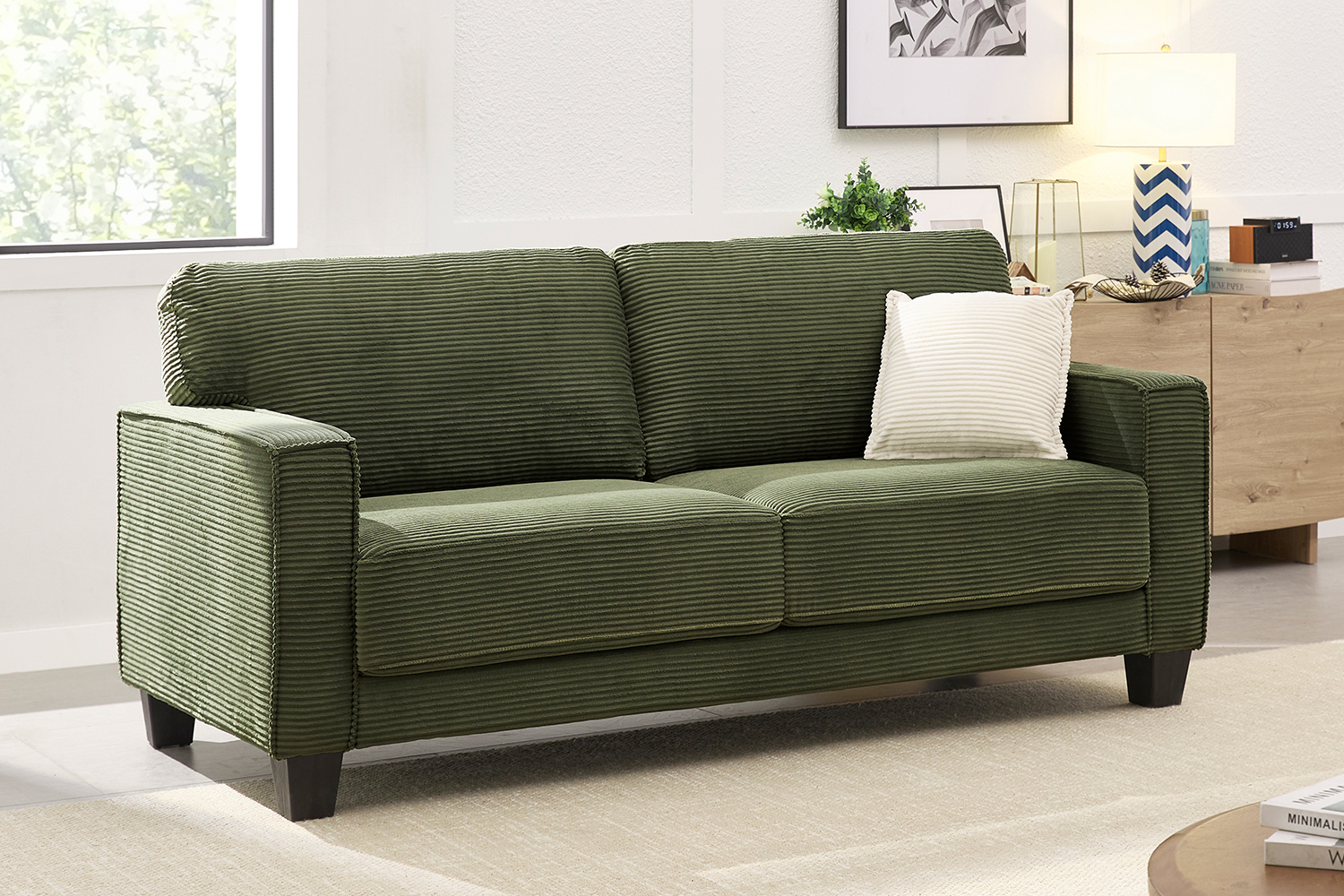HERBERT 3/2/1 Seater Corduroy Sofa Range (Green)