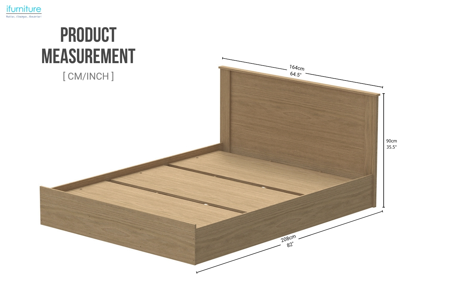 MOOK Queen Size Bed Frame (Light Oak)