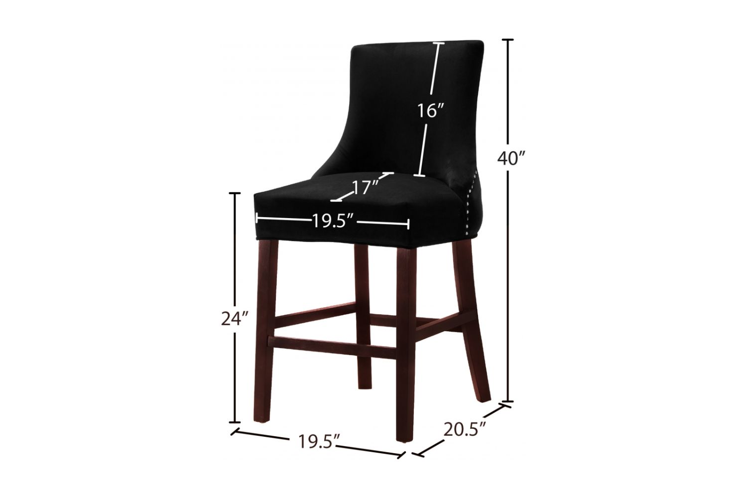 [FLOOR MODEL CLEARANCE]FRANKLIN Velvet Counter Chair Solid Rubber Wood ...