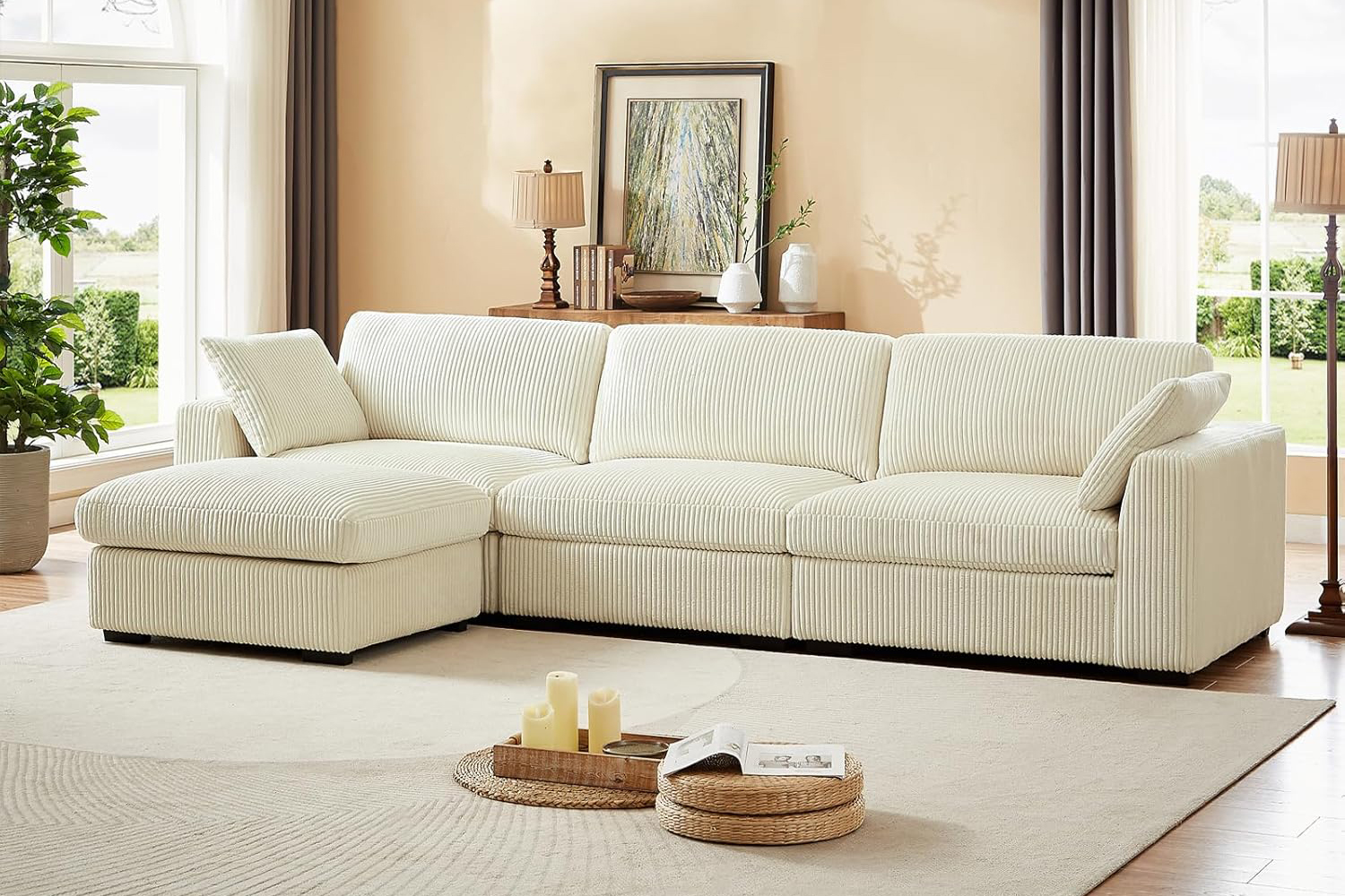 KENLIS Corduroy Modular Sectional Sofa