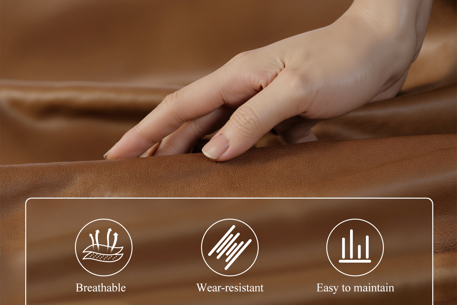 CASPER Foil-finished Fabric 3-Seater Sofa (Light Brown)