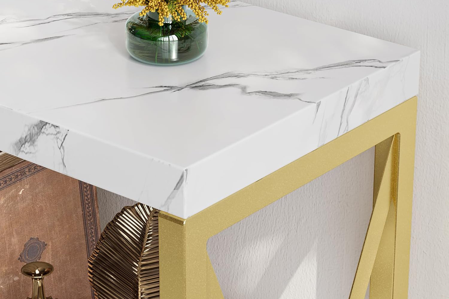 ELOWEN 140 Console Table with Shelves (Off-White)