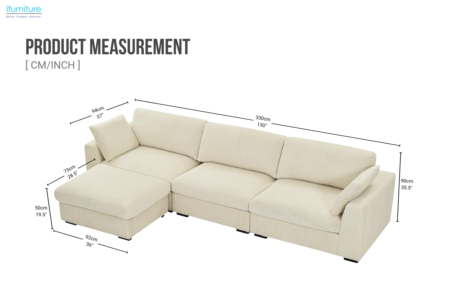 KENLIS Corduroy Modular Sectional Sofa
