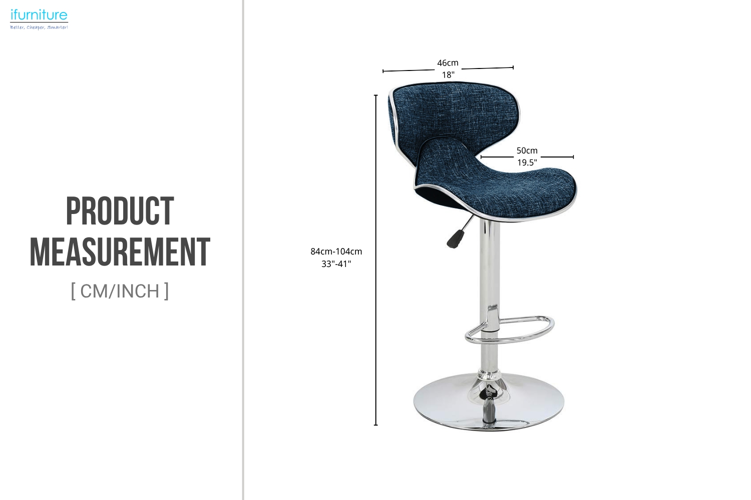 MOSMAN Adjustable Swivel Gas Lift Bar Stool (Blue) - Each