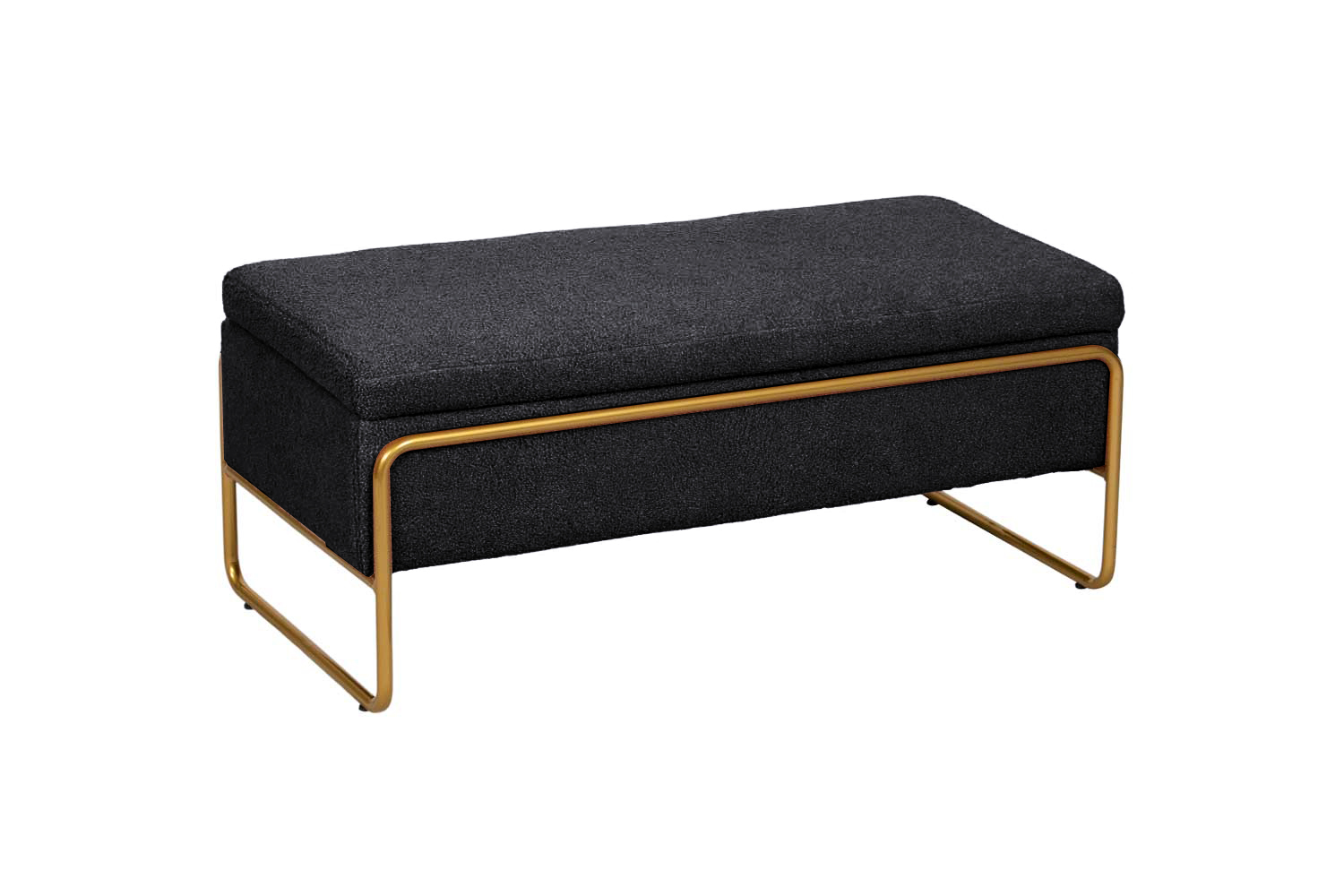 SEIDON Rectangular Storage Fabric Ottoman (Black)