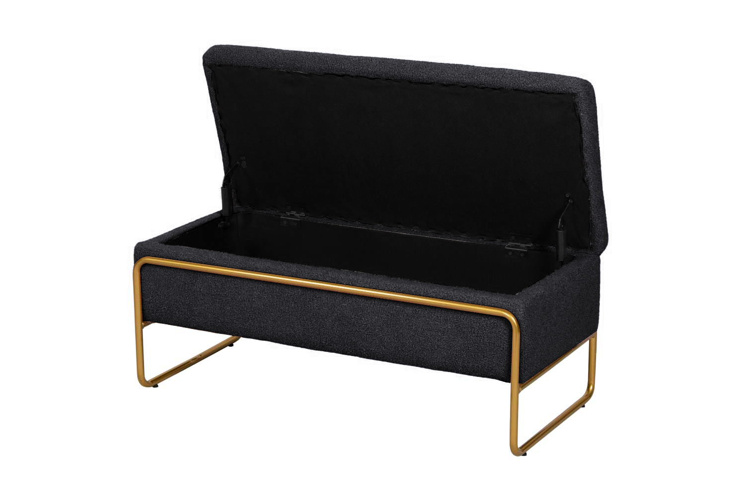 SEIDON Rectangular Storage Fabric Ottoman (Black)