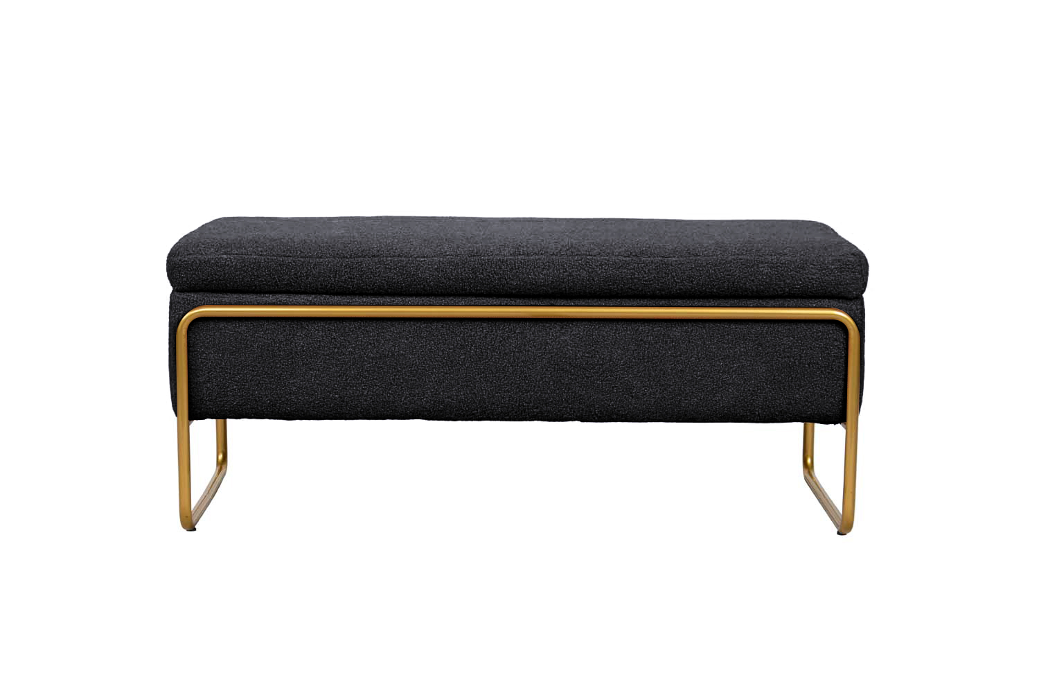 SEIDON Rectangular Storage Fabric Ottoman (Black)