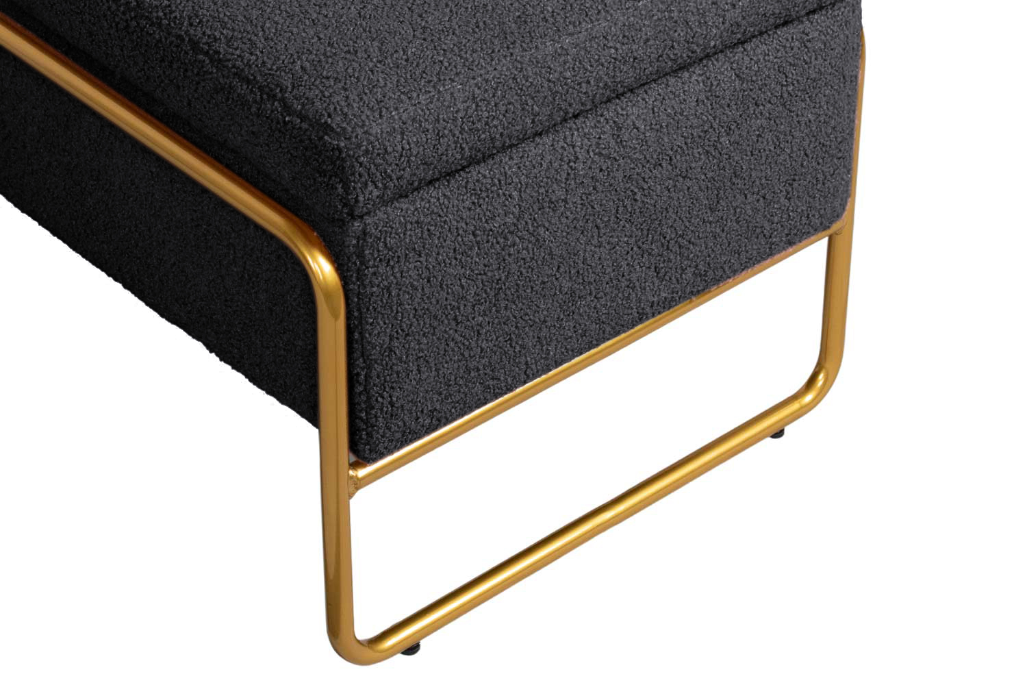 SEIDON Rectangular Storage Fabric Ottoman (Black)