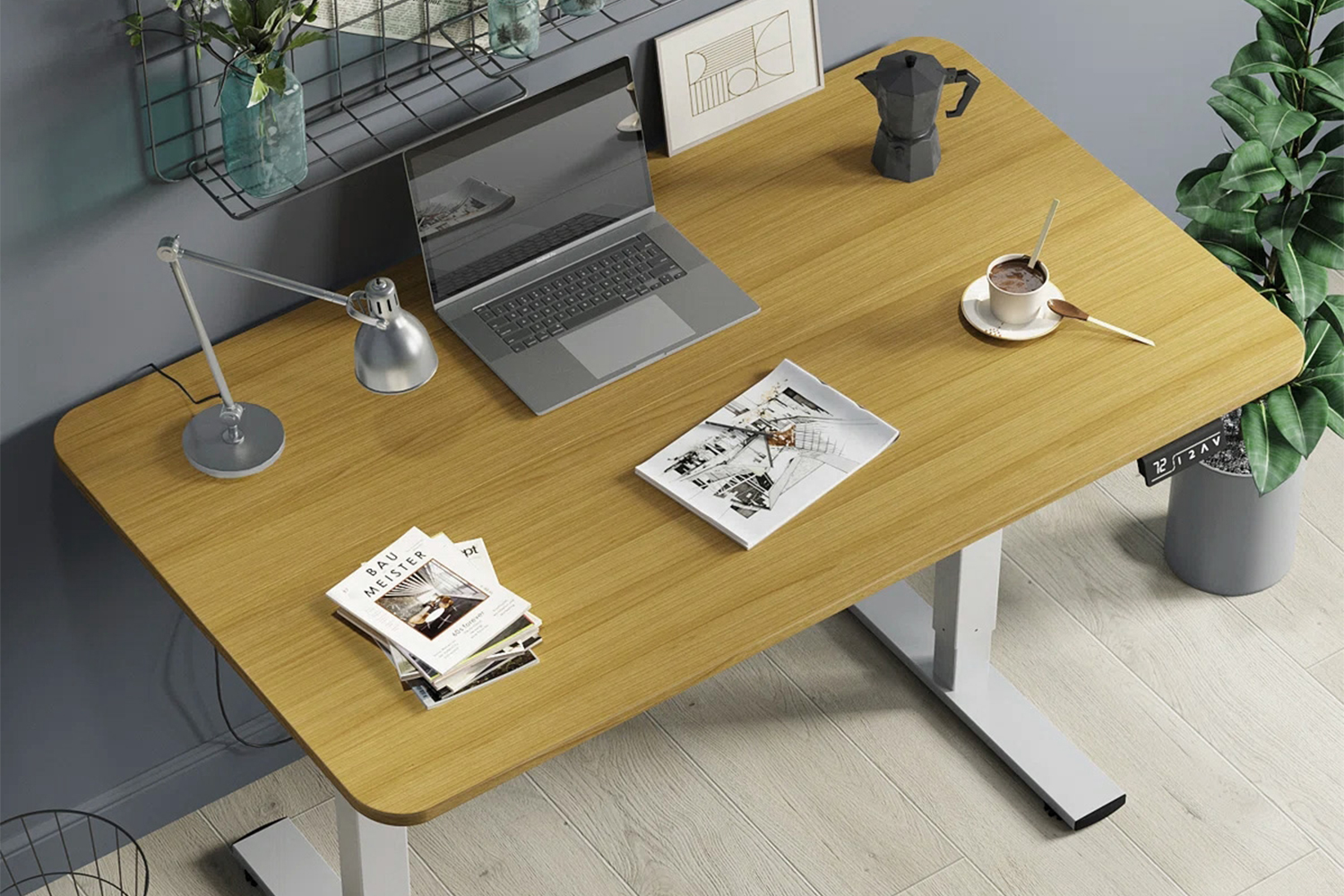 NEXUS 120 Electric Height Adjustable Standing Desk with LED Display (Oak)