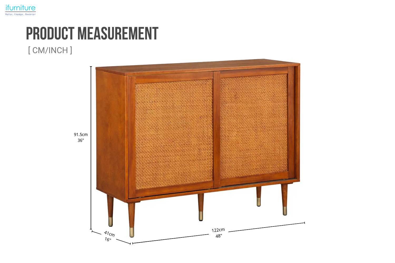 TRIBECA Sliding Door Sideboard Cabinet with Solid Wood Legs