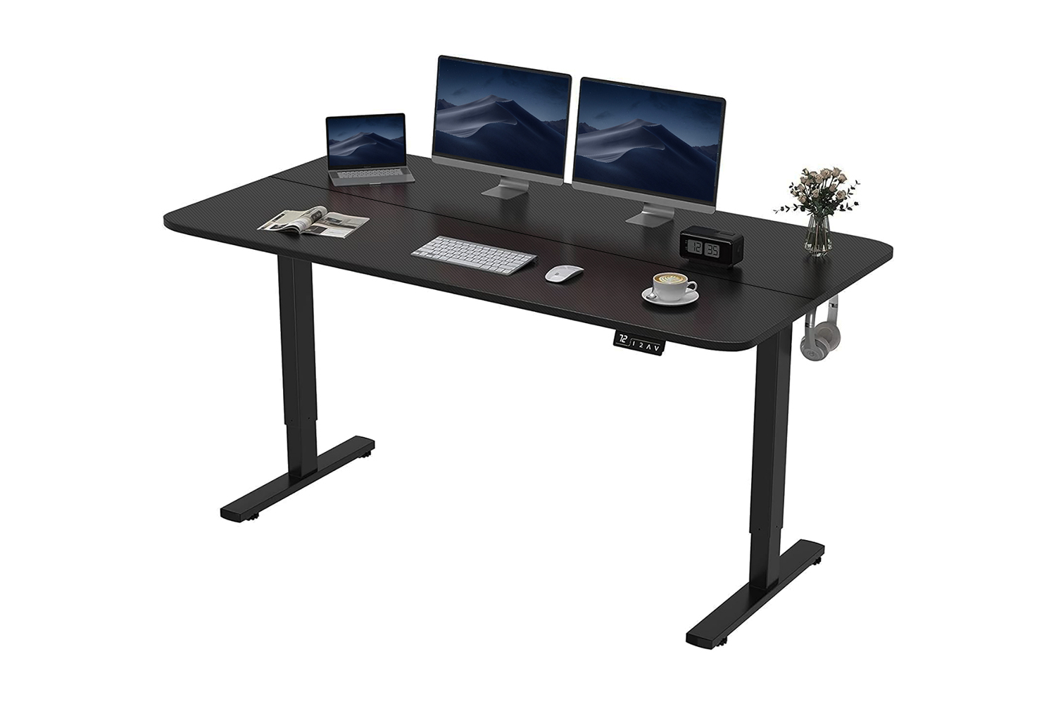 NEXUS 140 Electric Height Adjustable Standing Desk with LED Display (Black)