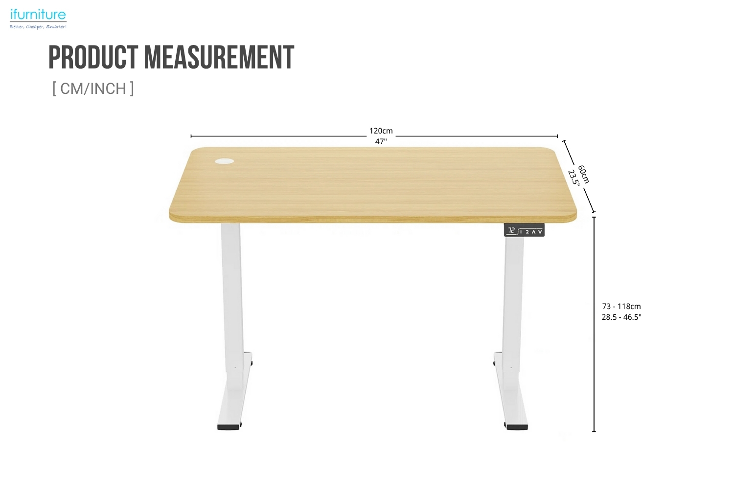 NEXUS 120 Electric Height Adjustable Standing Desk with LED Display (Oak)