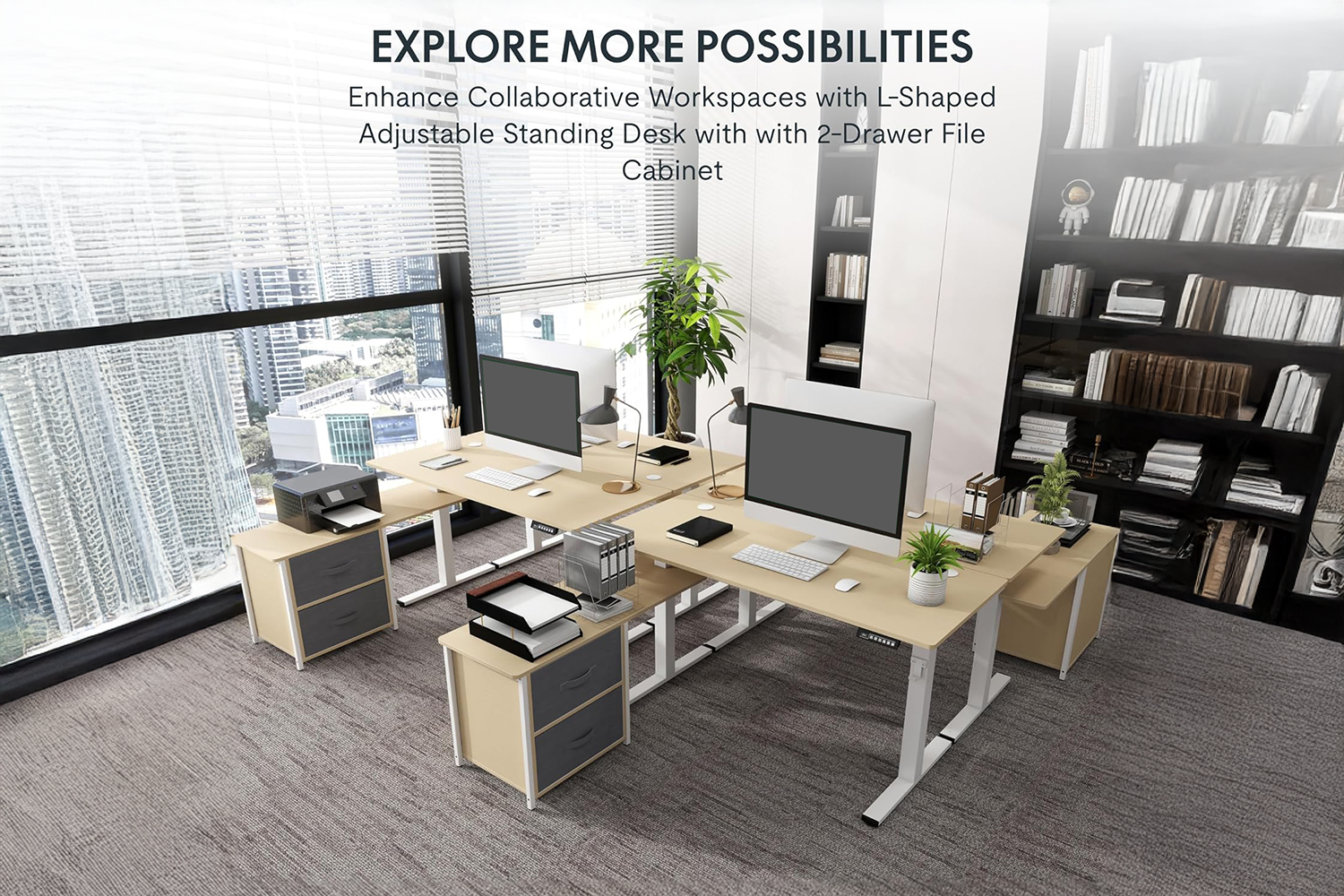 NEXUS 160 Electric Height-Adjustable Standing Desk With Cabinet Shelf ...