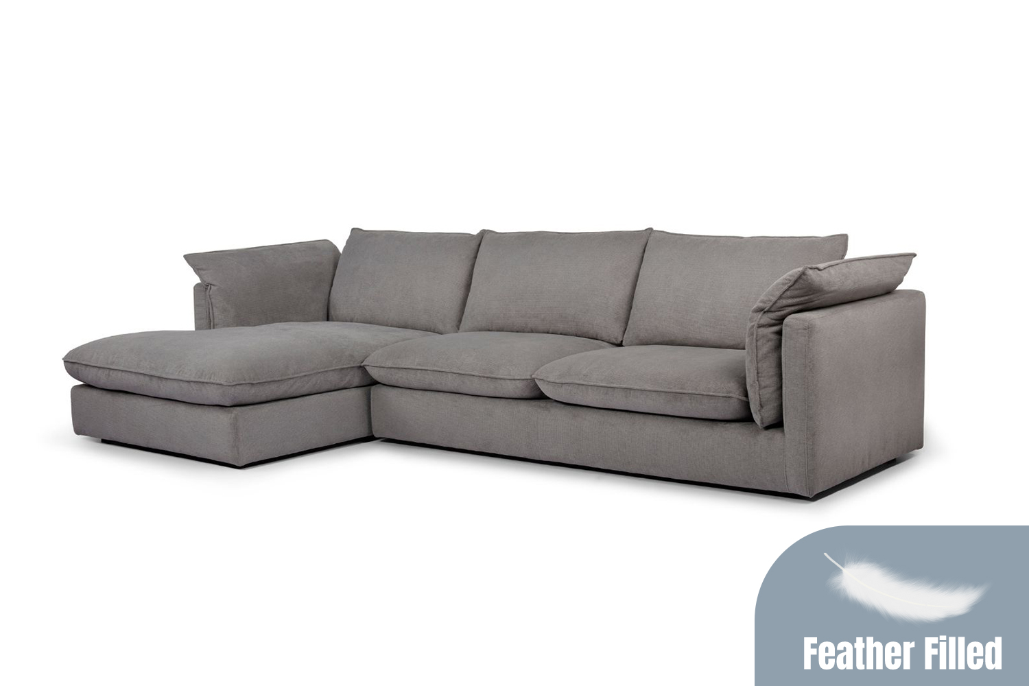 SERENA Feather-Filled Sectional Fabric Sofa - Chaise Facing Left