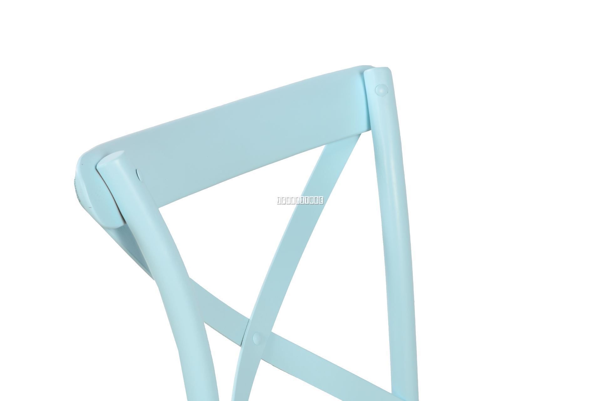 ALBION Solid Beech Cross Back Dining Chair with Rattan Seat (Blue)