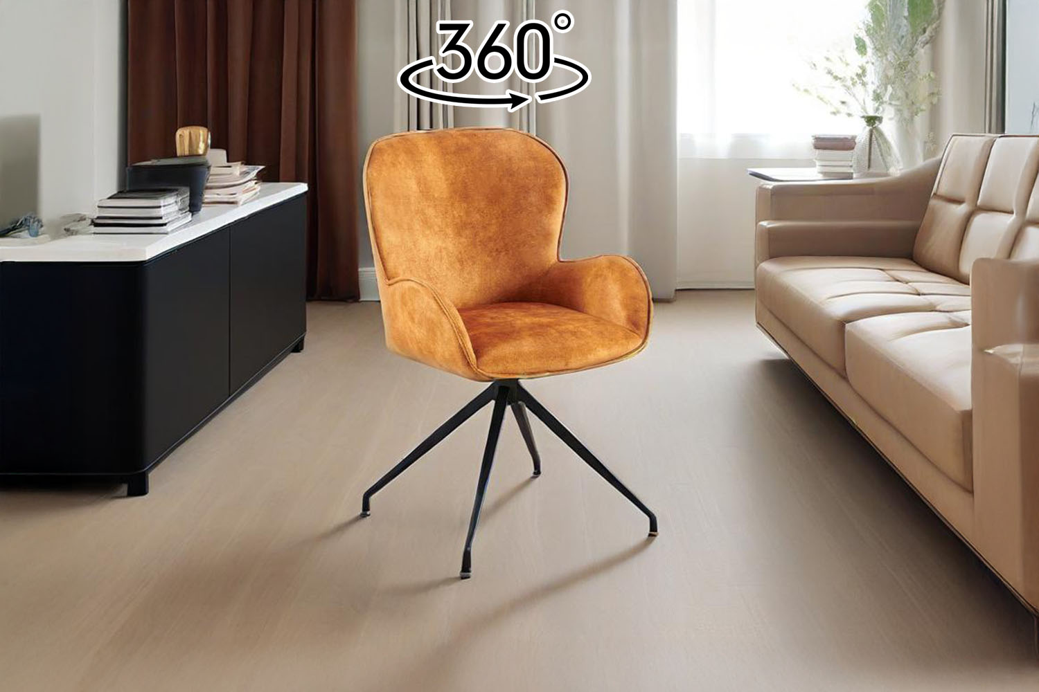 DUMBO 360° Swivel Dining Chair (Caramel) - 2 Chairs in 1 Carton