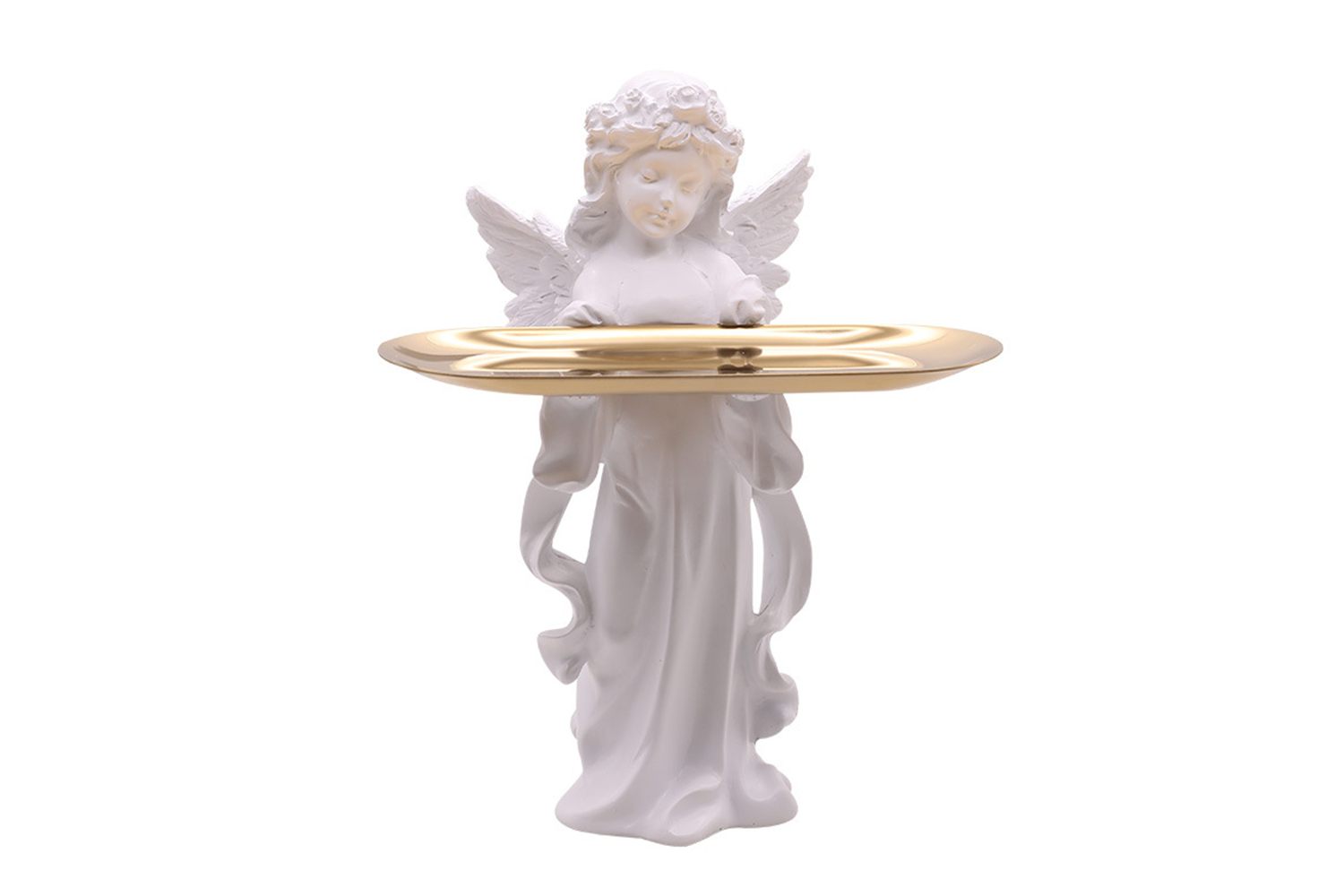 Angel Statue Resin Figurine Sculpture with Jewelry Tray